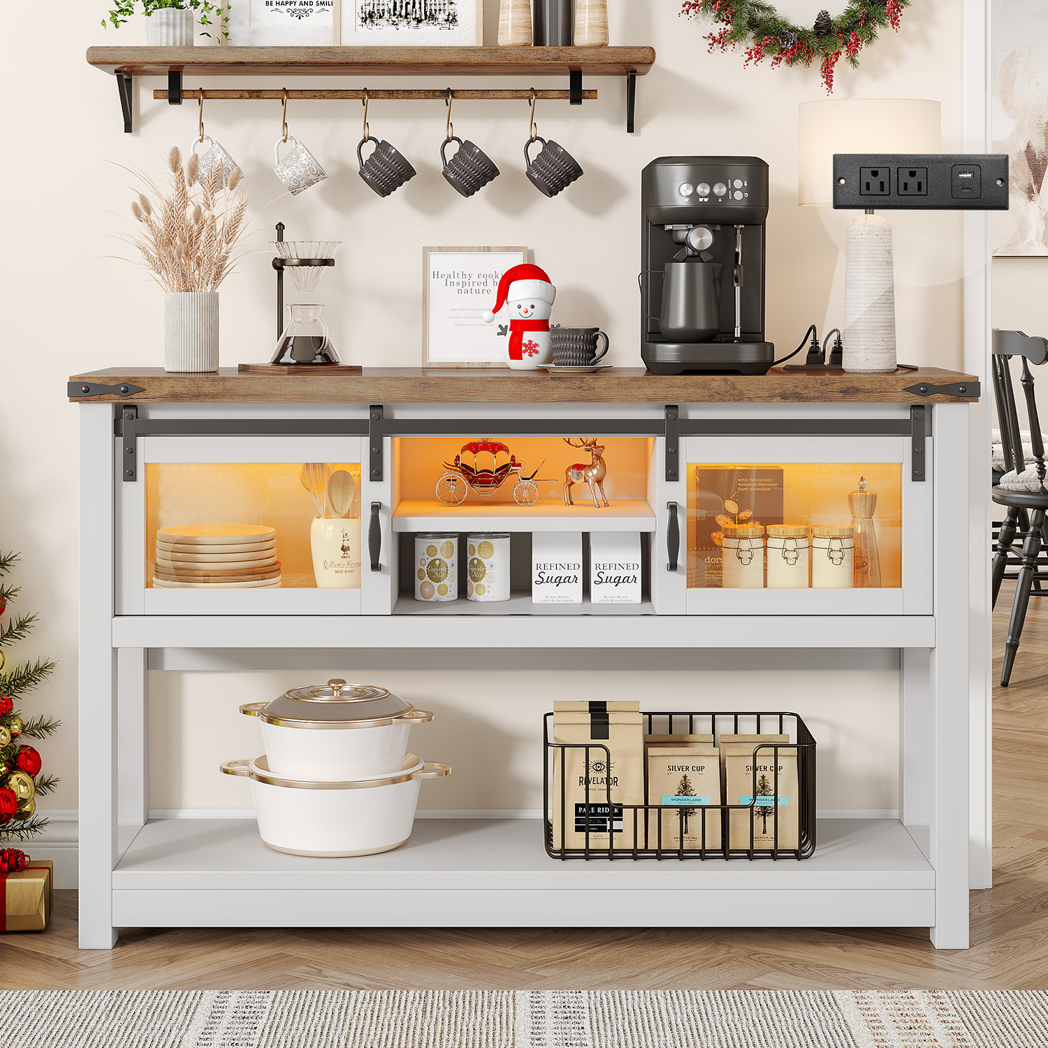 Wrought Studio Farmhouse Coffee Bar With Storage, Sofa Table With ...