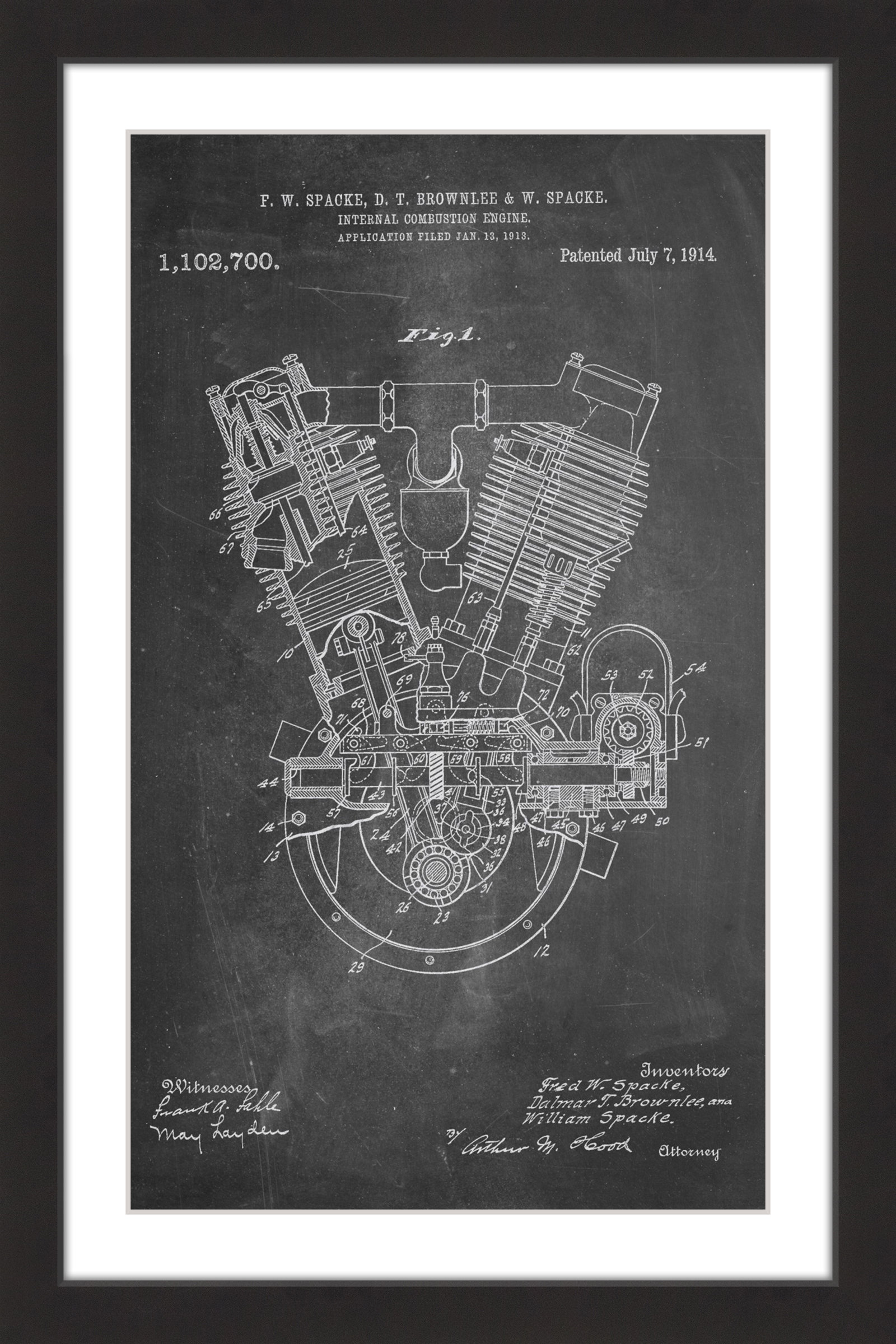 Marmont Hill 'Engine 1914 Chalk' by Steve King Framed Painting Print ...
