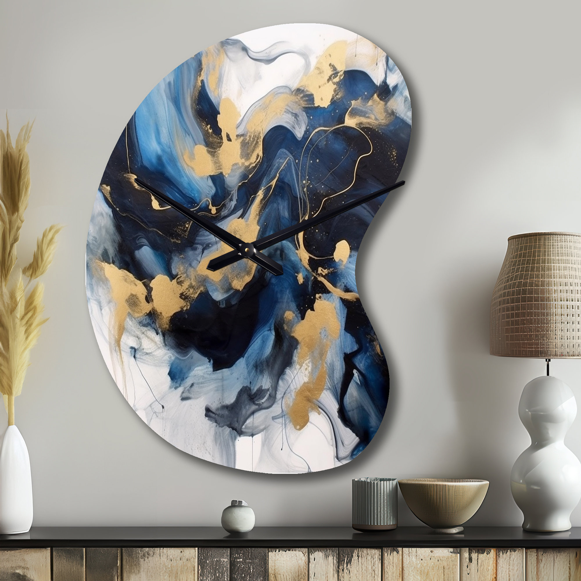 Design Art Dark Blue And Gold Strokes XII - Boom Shape Fractals 3D Wall ...