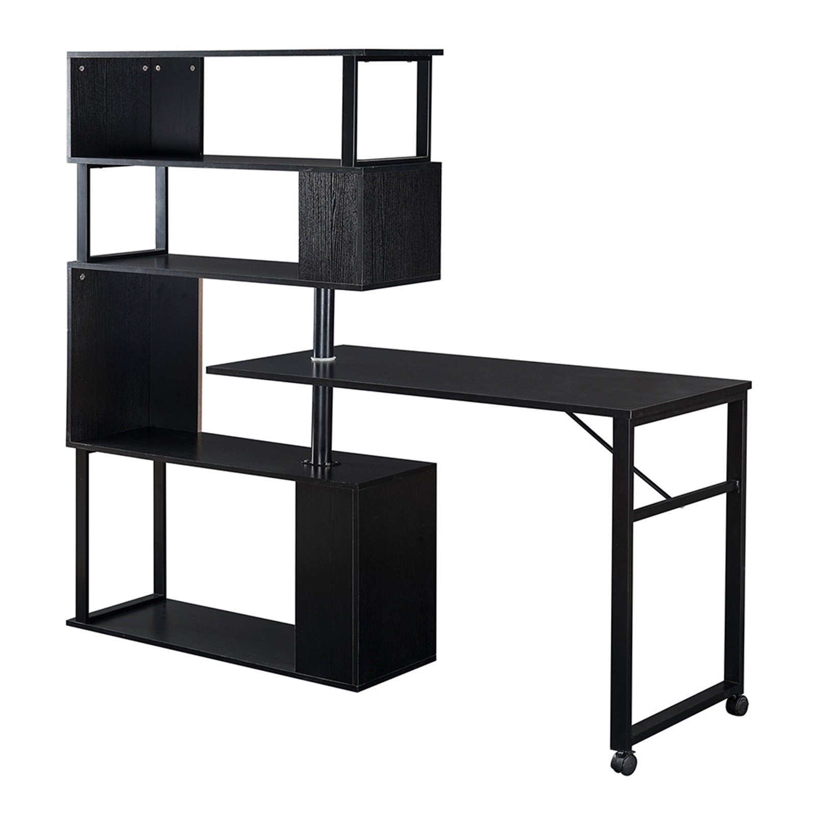 Orren Ellis Corner Computer Desk L Shape Reversible Black Color Storage ...