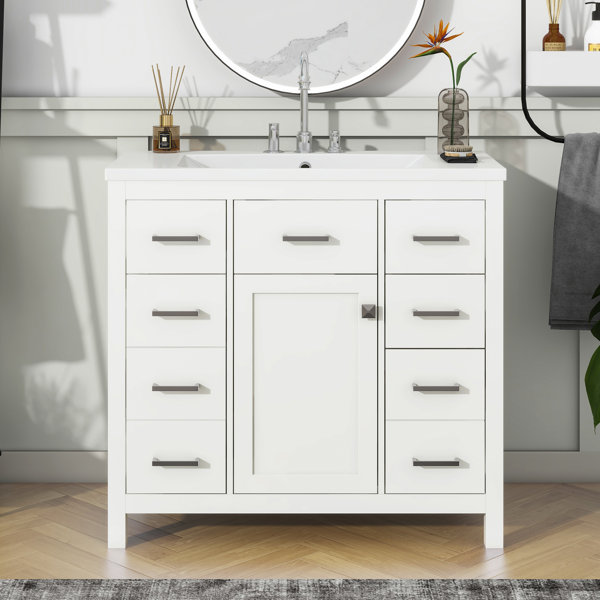 Red Barrel Studio® Tranika 36'' Single Bathroom Vanity with Solid Wood ...