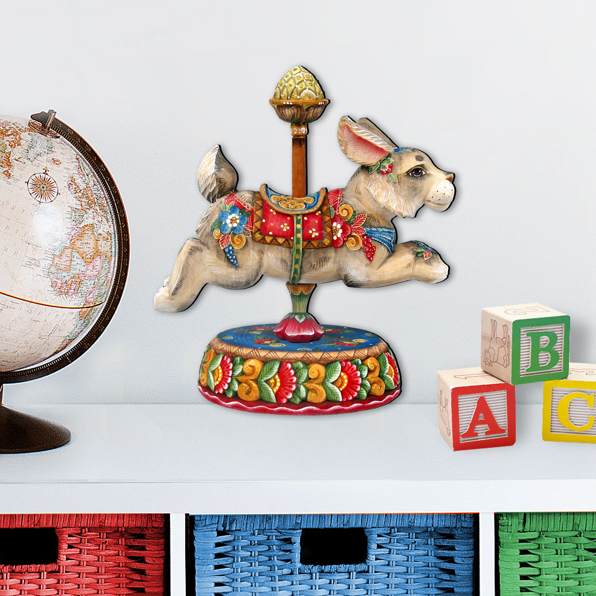 The Holiday Aisle® Tiburon Carousel Bunny Decor Figurine | Wayfair