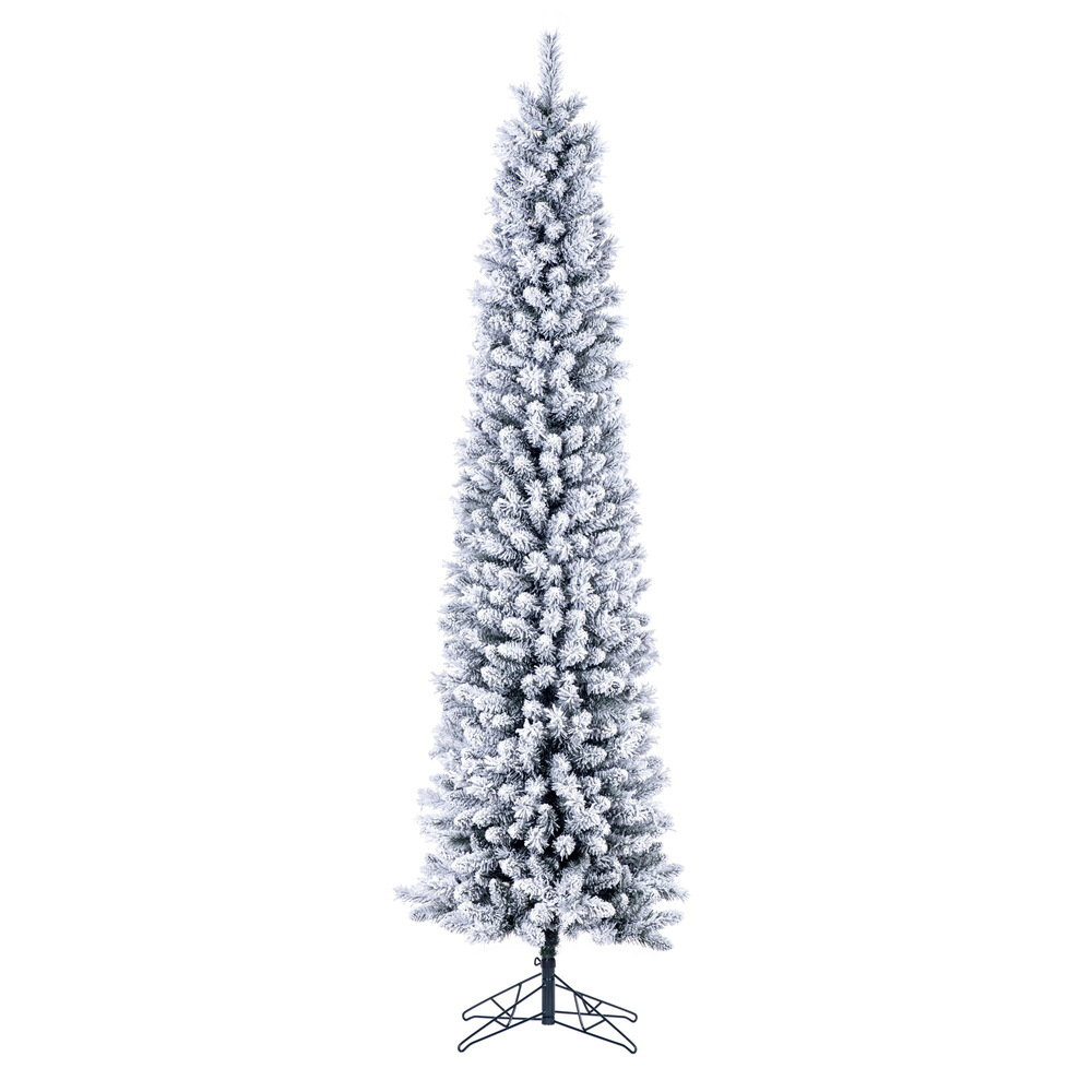 The Holiday Aisle® Flocked Crest Pencil Artificial UnLit Christmas Tree ...
