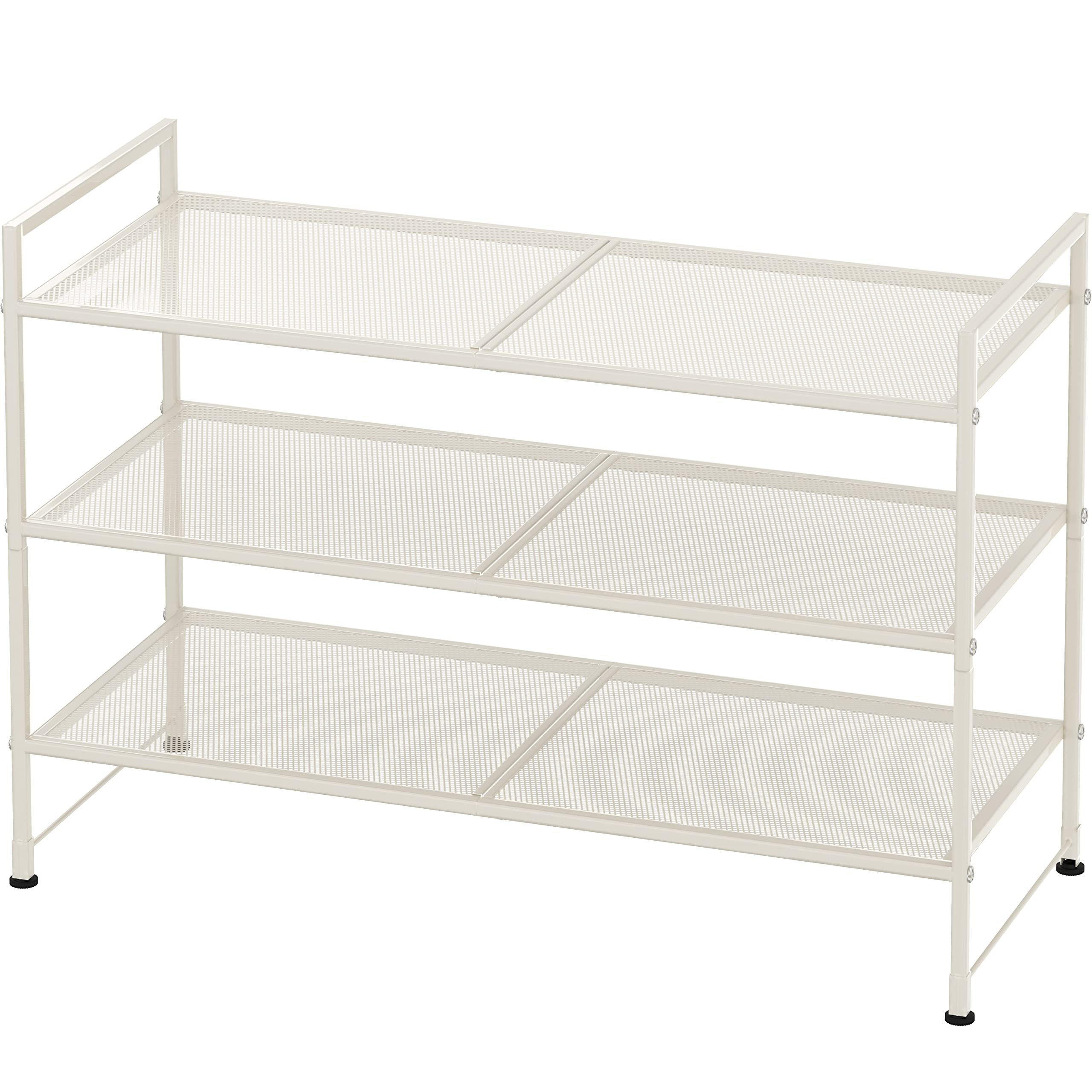 Rebrilliant Stackable White Mesh Shoe Rack - Modular Design For 9 Pairs ...