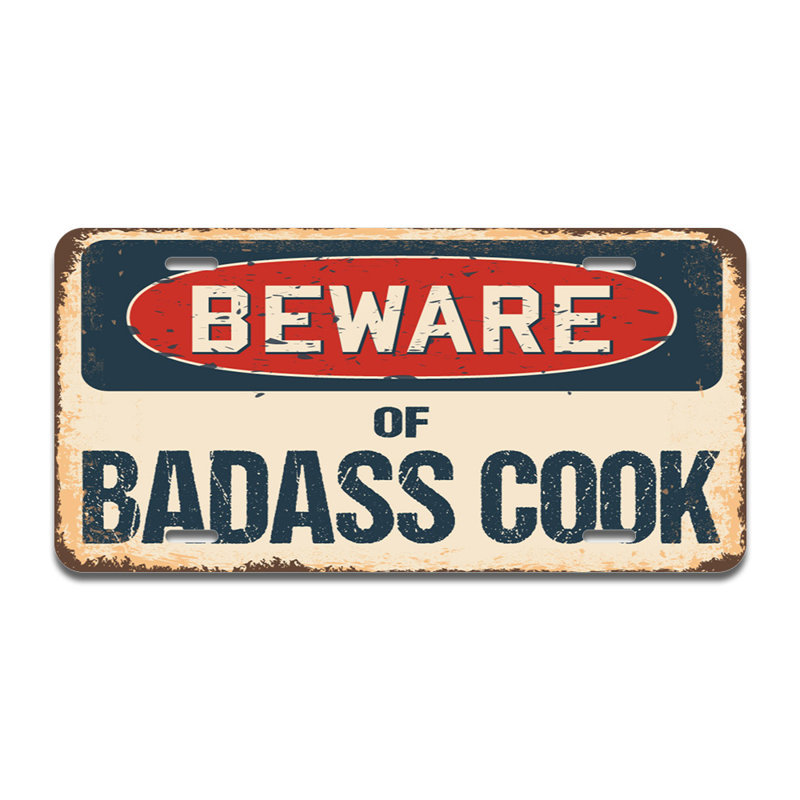 SignMission Beware of Badass Cook Aluminum Plate Frame | Wayfair