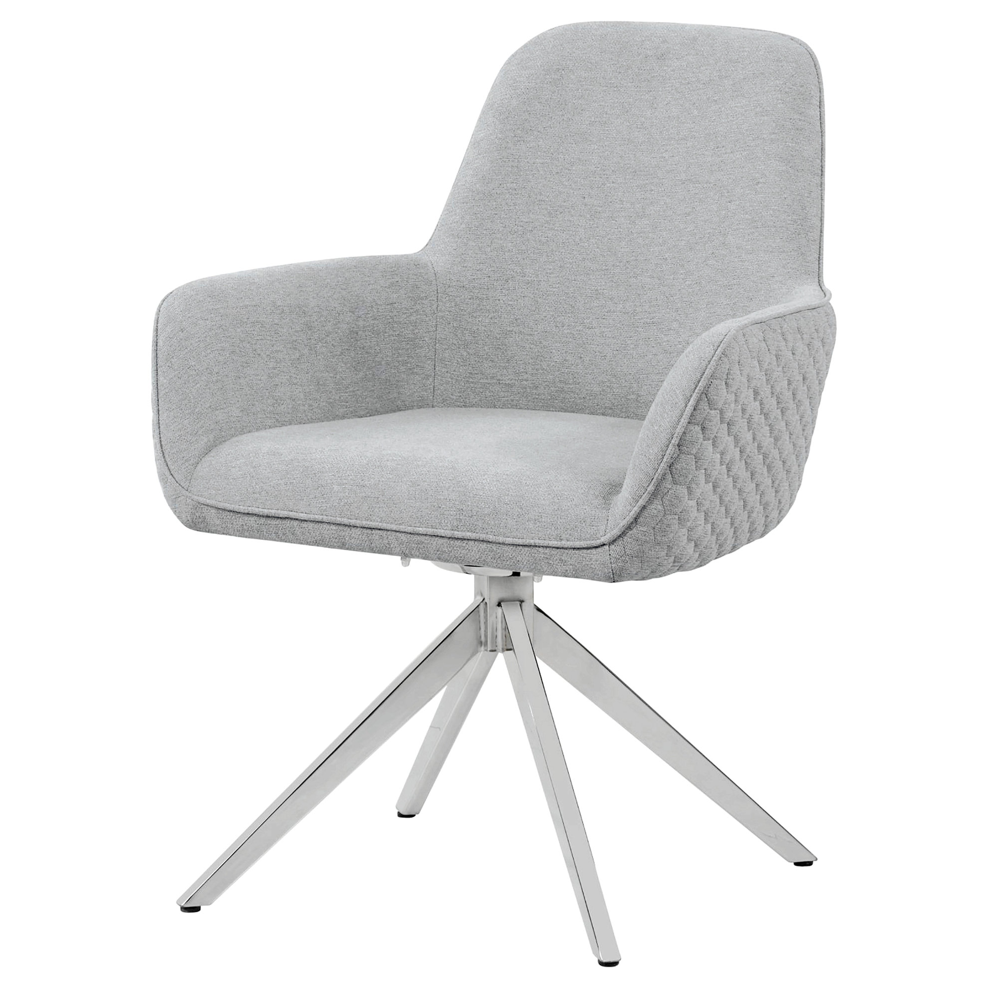 Ivy Bronx Light Grey Side Chair With Chrome Flare Arms, Modern Dining ...
