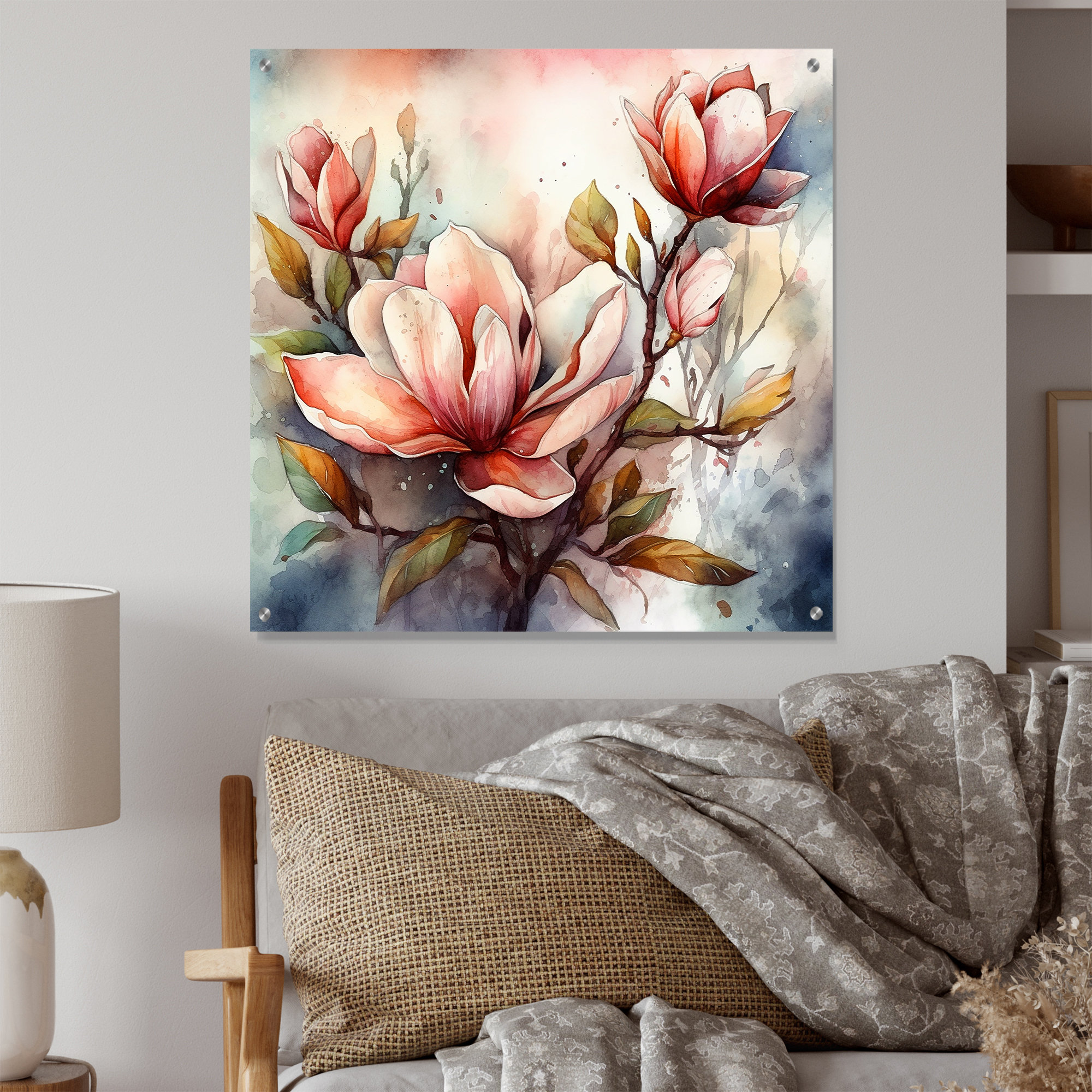 Winston Porter Red Magnolia Symphony - Magnolias Acrylic Wall Art | Wayfair