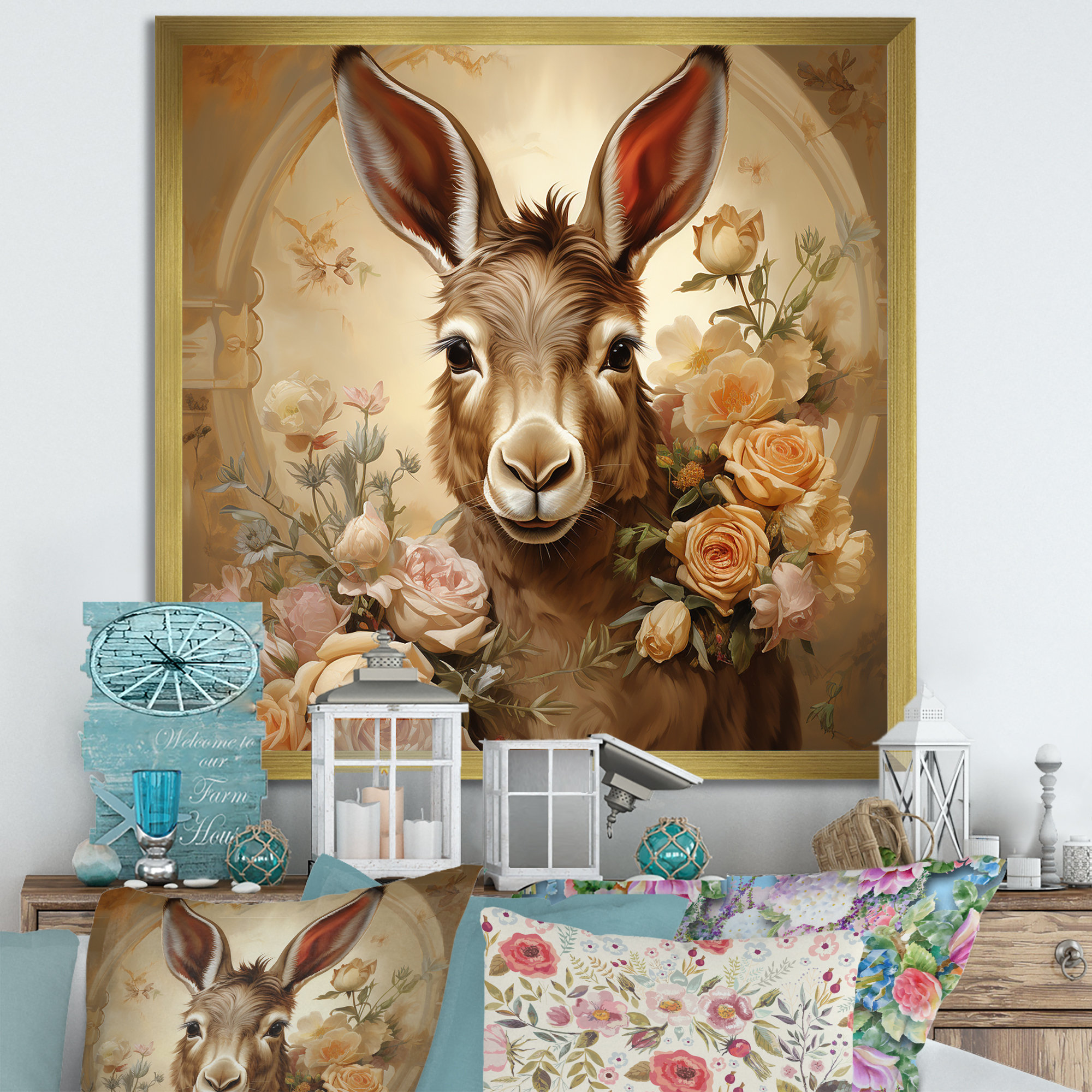 August Grove® Farmhouse Donkey In Field IV - Donkey Wall Art | Wayfair
