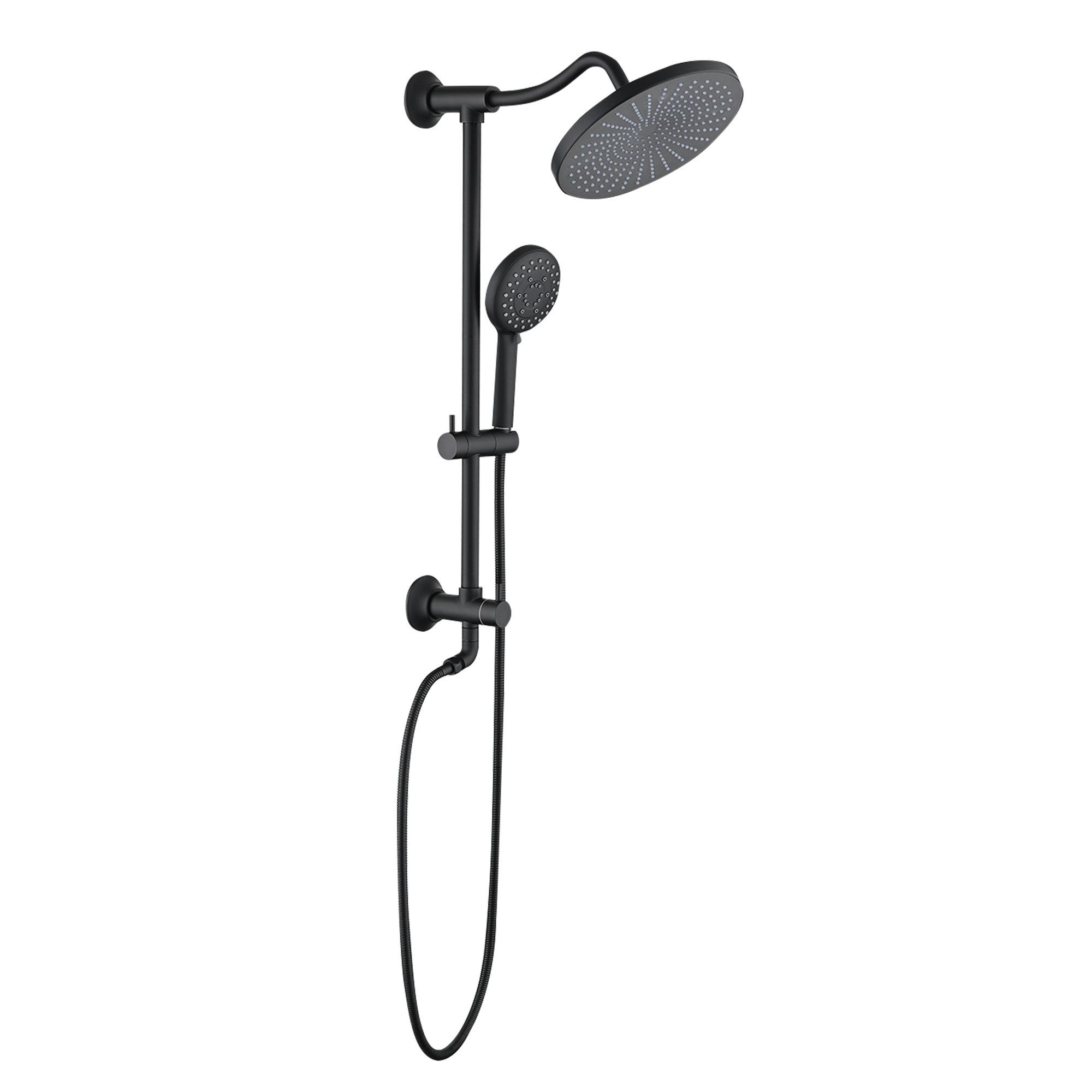 GoldHydroin Matte Black Dual Shower Head With 5 Spray Handheld Shower ...
