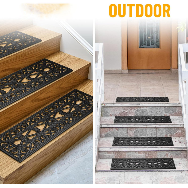 World Menagerie Rubber Stair Treads With Anti Slip Design | Wayfair