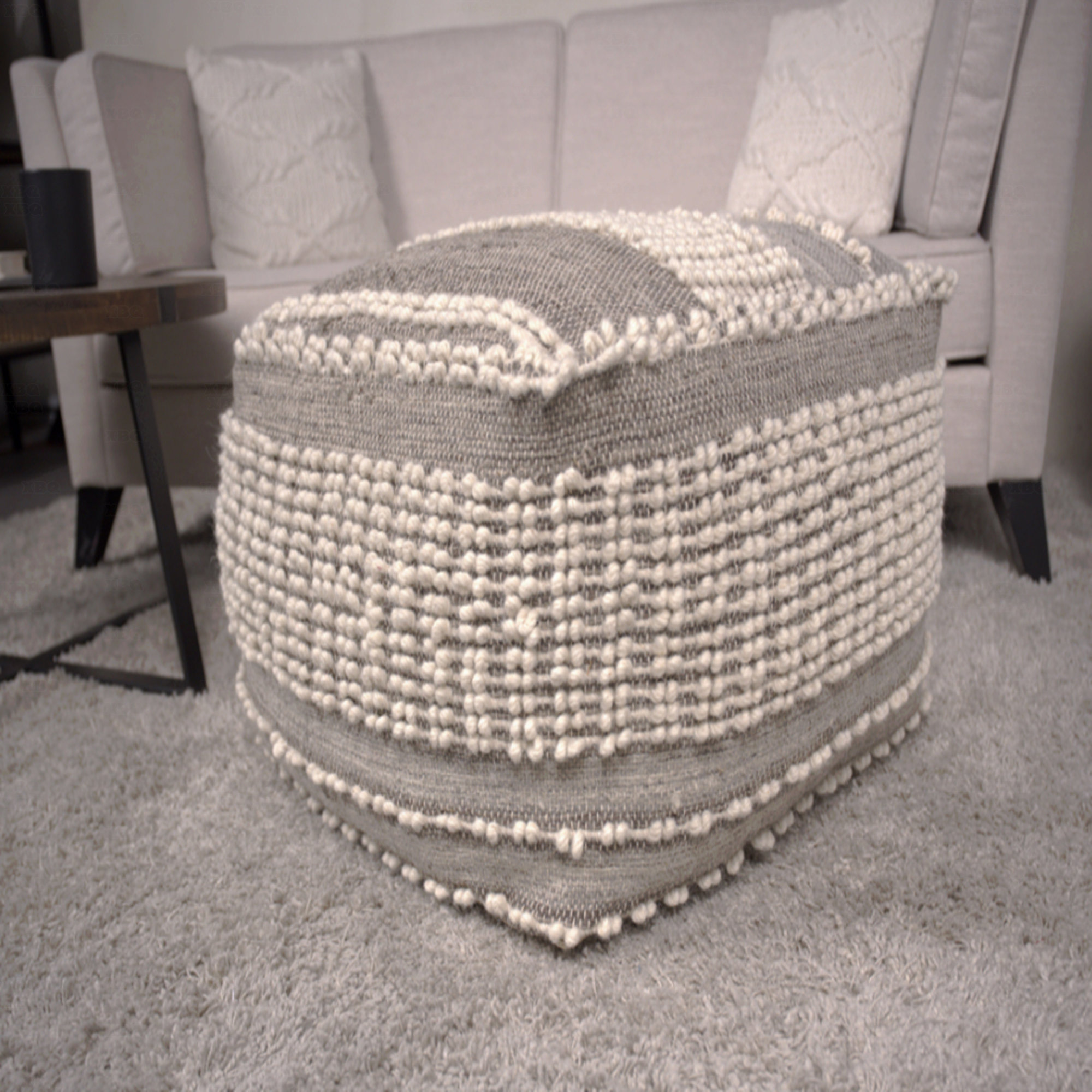 Latitude Run® Wool And Cotton Upholstered Large Pouf Ottoman - Wayfair ...