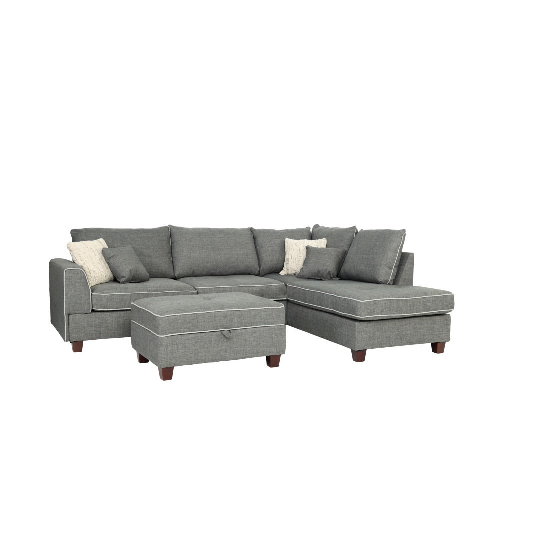 Ebern Designs Modern Sofa 3-Pcs Sectional Sofa Steel Dorris Fabric ...