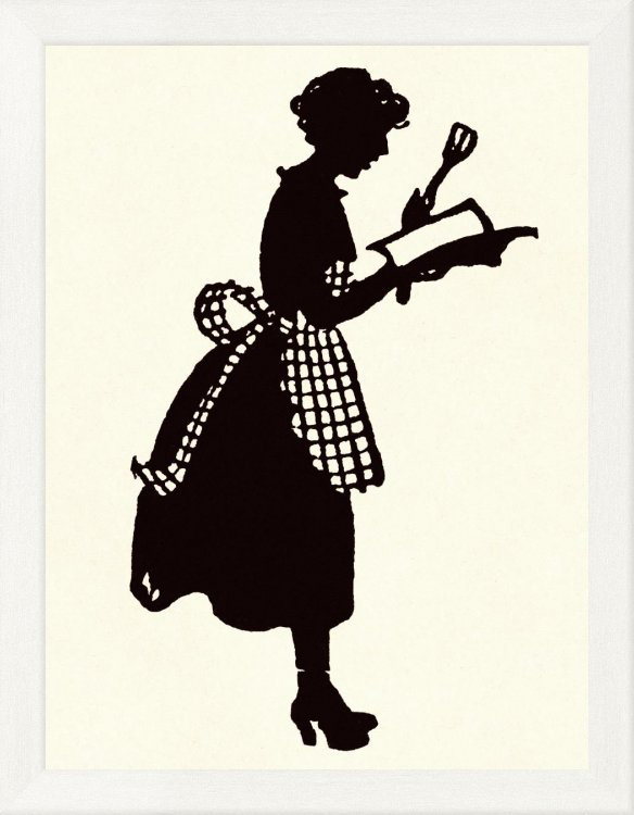 East Urban Home 'Homemaker Reads a Recipe Book' Framed Oil Painting ...