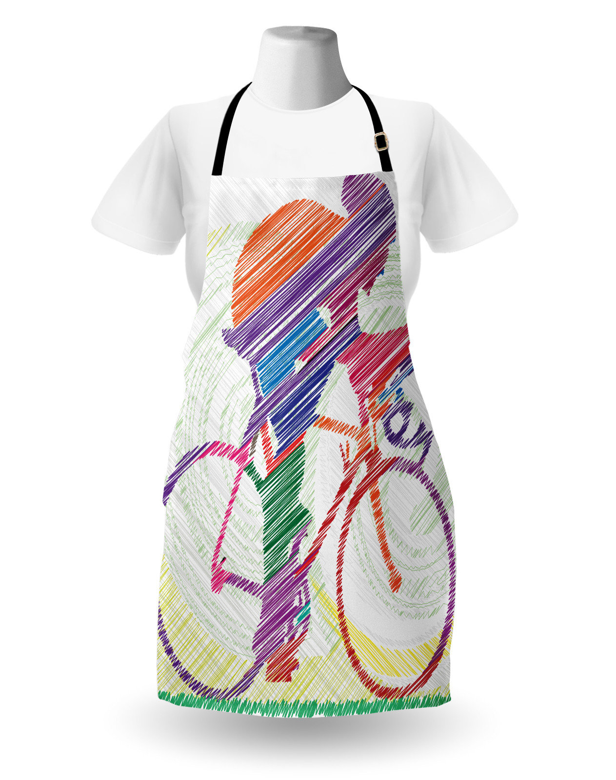 East Urban Home Modern Apron Unisex, Cycling Man on Bike, Adult Size ...