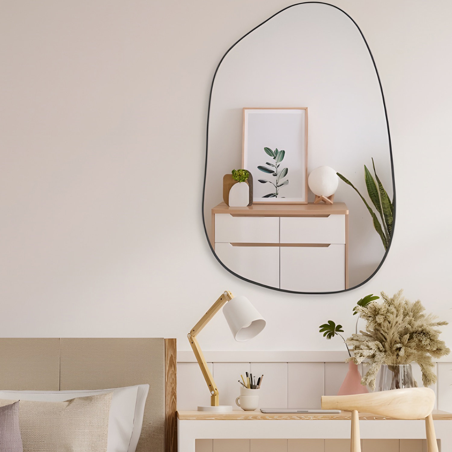 Latitude Run® Abstract Contour Wall Mirror (Asymmetrical, Multi-Room ...