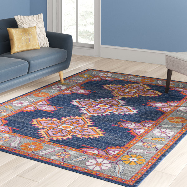 Langley Street Adelia Oriental Blue/Orange Area Rug & Reviews | Wayfair