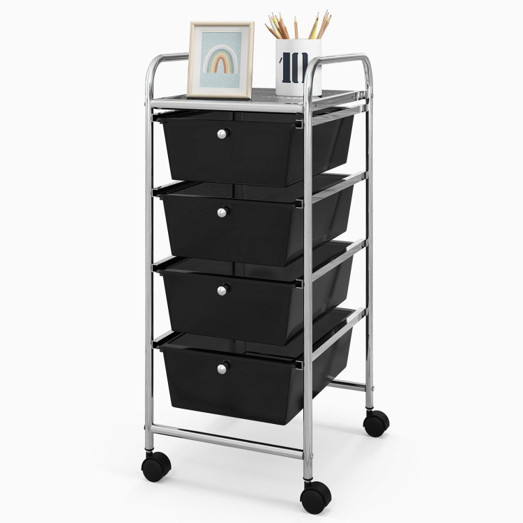 Rebrilliant 4-Drawer Cart Storage Bin Organizer Rolling with Plastic ...