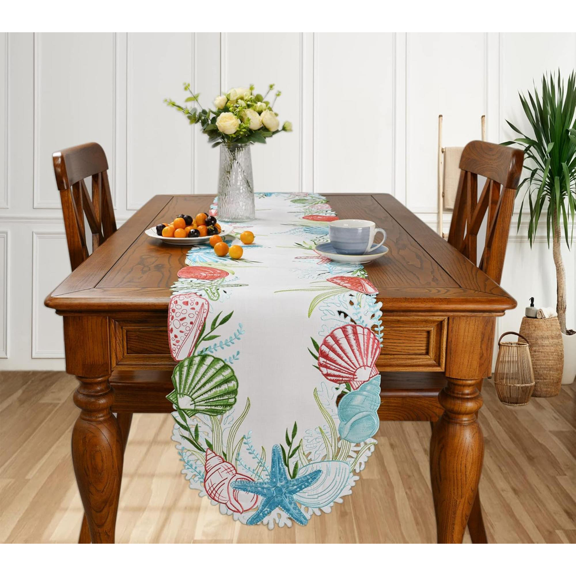 Beachcrest Home™ Summer Table Runner Long, Starfish Seashell Coral ...