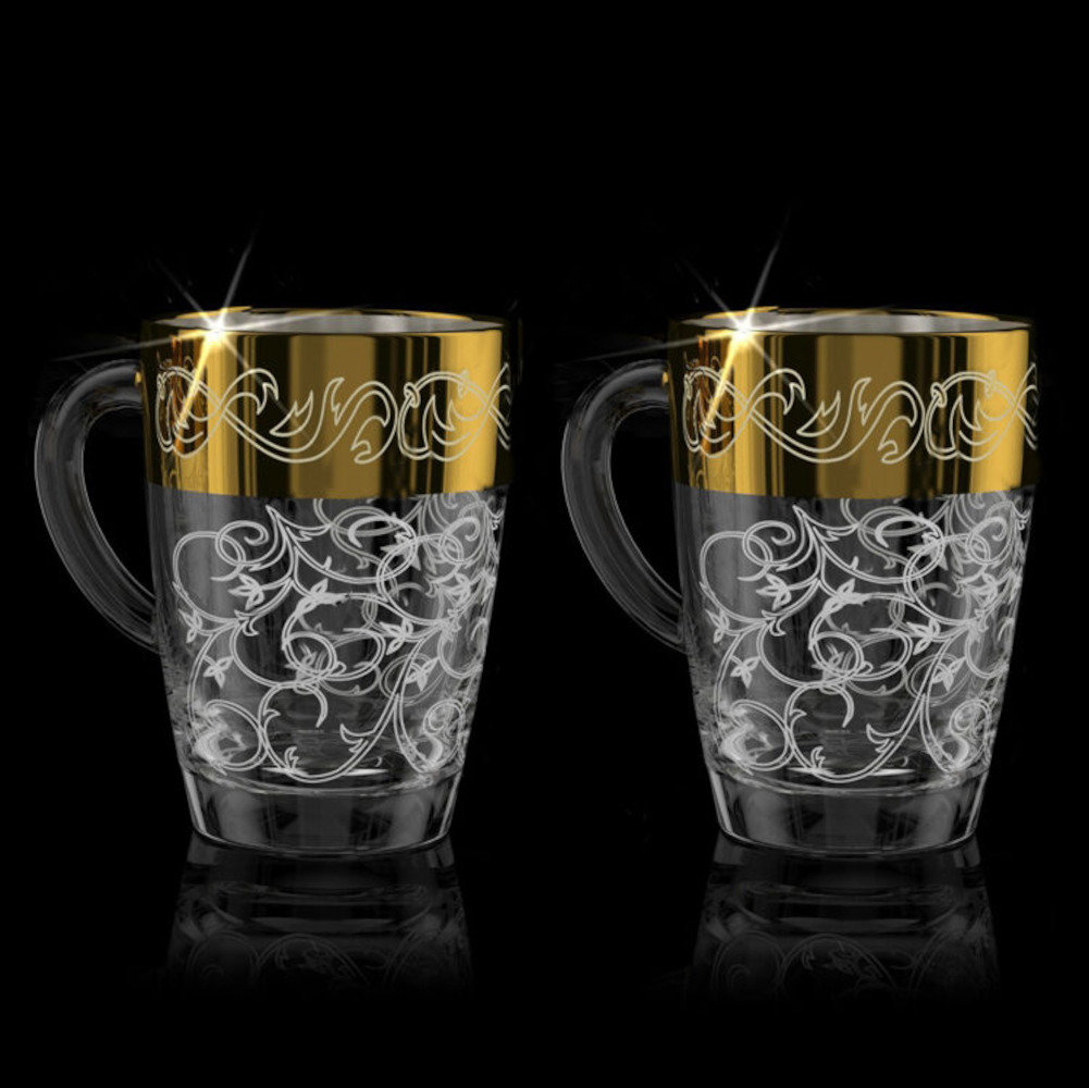 Rosdorf Park Large Tempered Glass Mug Duo | Wayfair