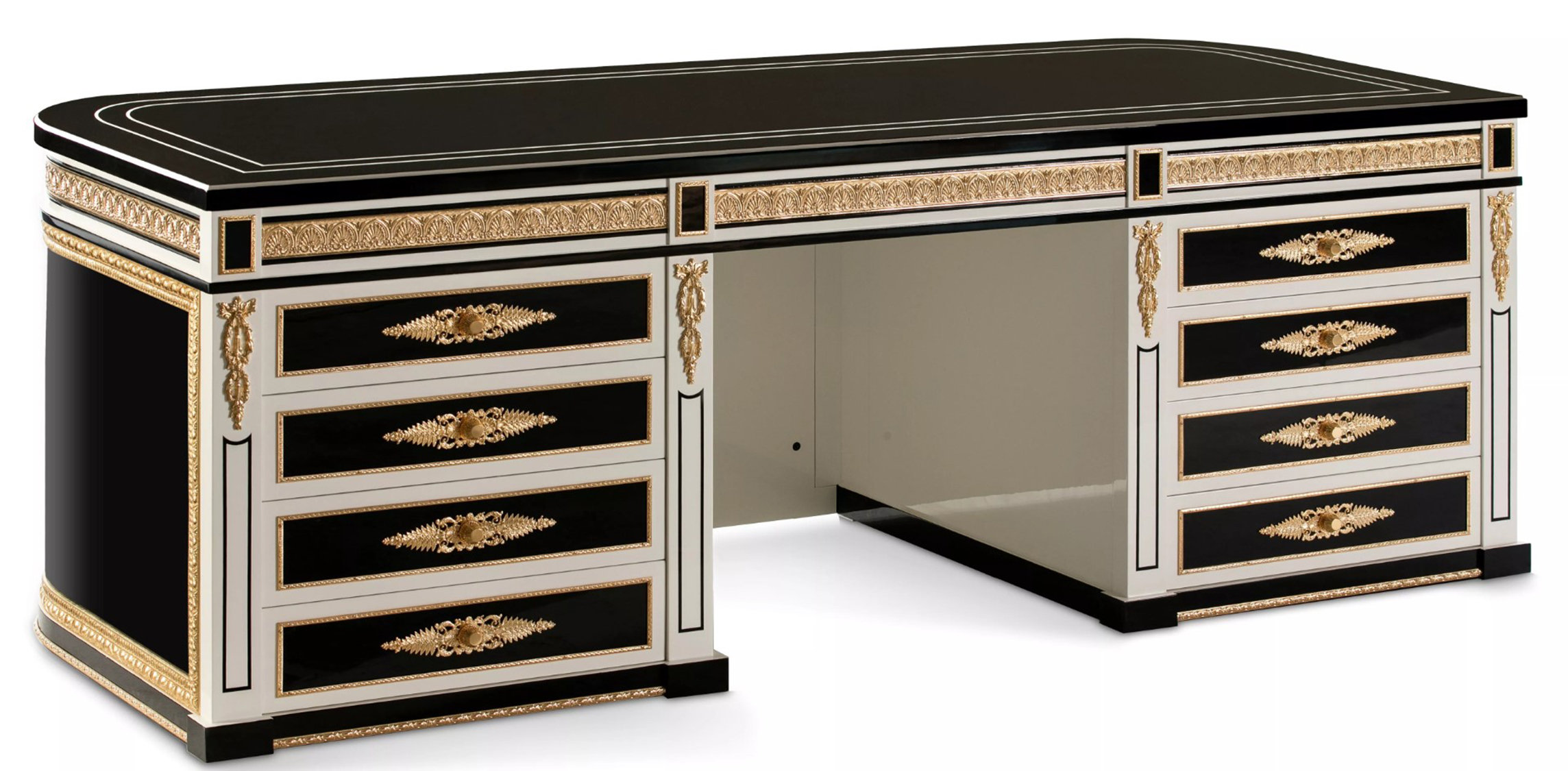 Infinity Furniture Import Black White And Gold Executive Desk | Wayfair