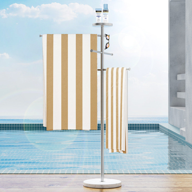 KES Natural Marble Outdoor Towel Rack, 5-Feet Pool Towel Rack for Hot ...