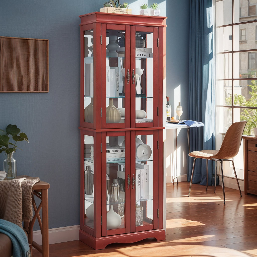 Lark Manor™ Lighted Wood Frame Glass Cabinet | Wayfair