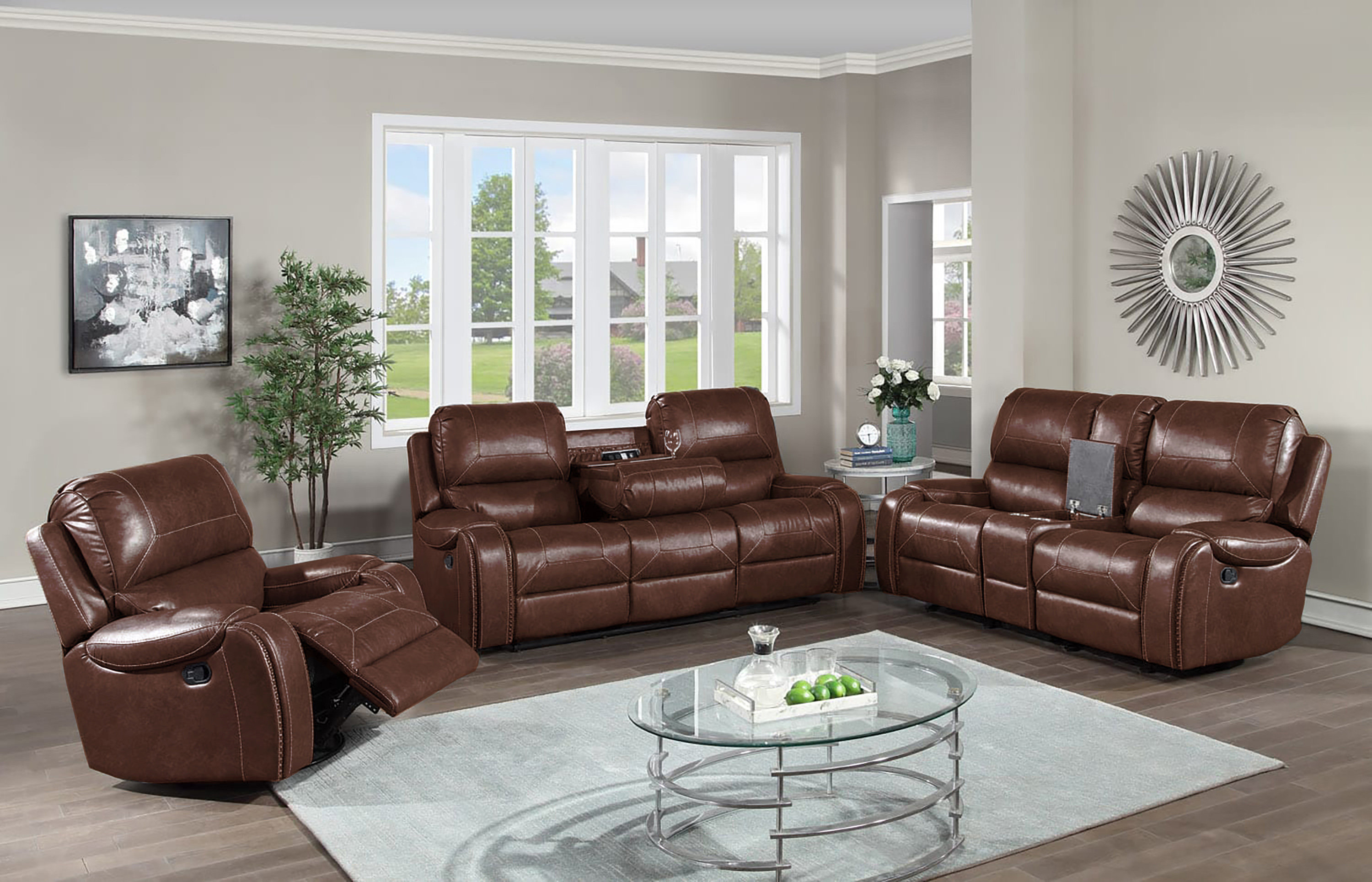 Red Barrel Studio® 3PC Manual Recliner Rocking Sofa Set W/ USB + Power ...