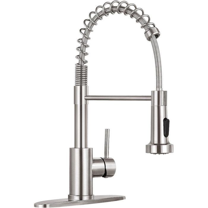 GLETED Kitchen Faucet with Pull Down Sprayer, Single Handle Spring ...