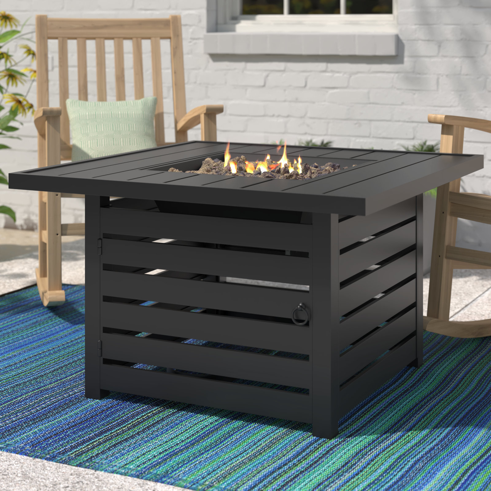Freeport Park® Fernon 24" H x 39.25" W Iron Propane Outdoor Fire Pit ...