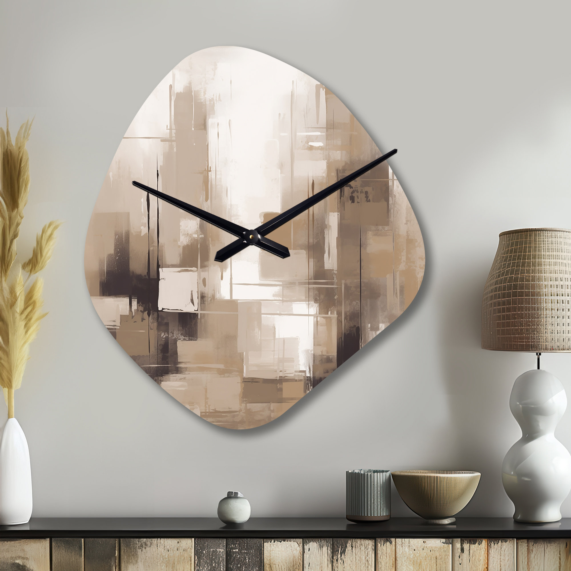 East Urban Home Paulino Cubism Beige Synergy - Asymmetrical Abstract ...