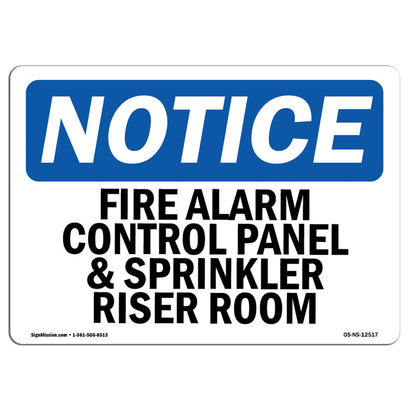 SignMission Fire Alarm Control Panel and Sprinkler Riser Room Sign ...