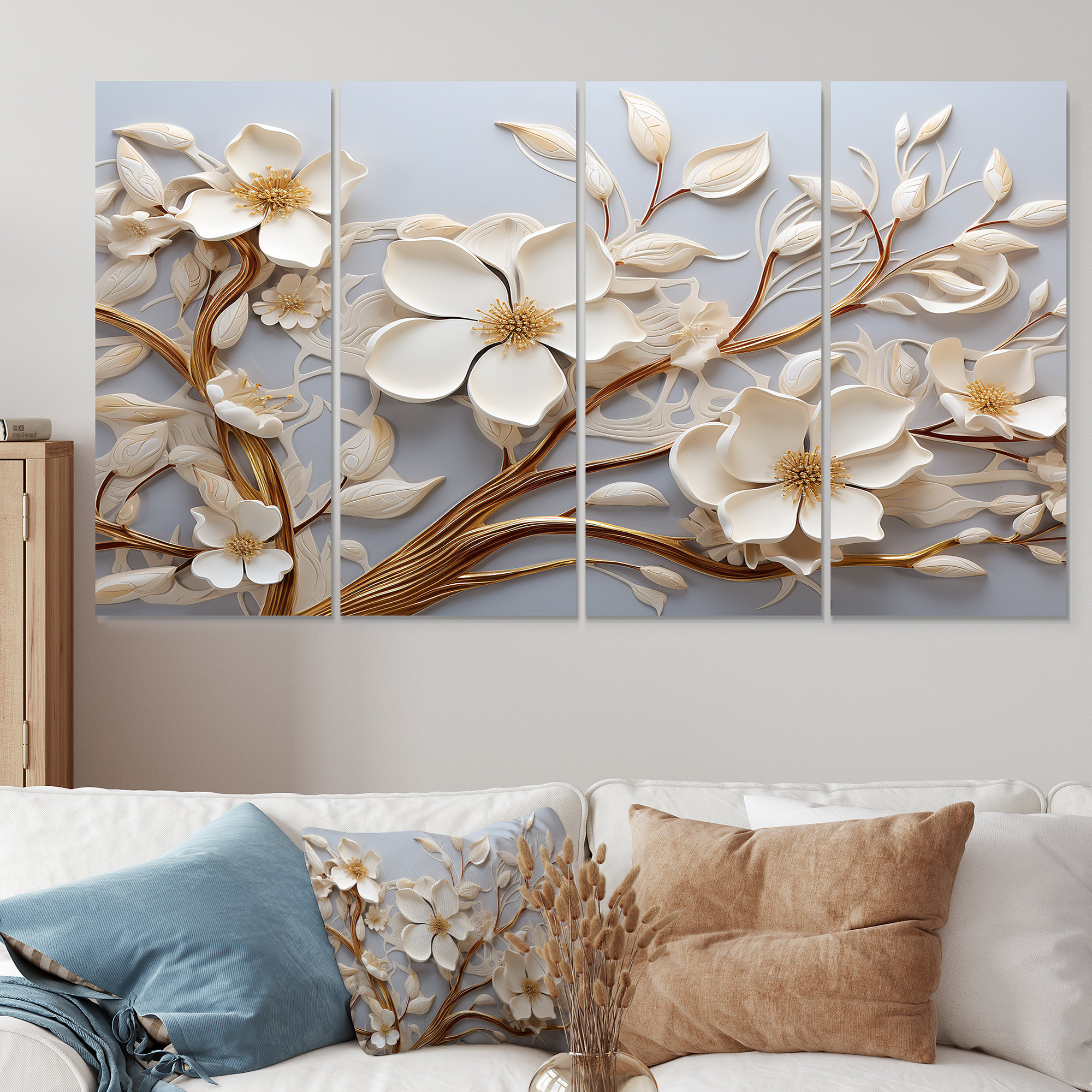 Mercer41 White Orchid Tree Garden Of Branches II - Abstract Floral 4 ...