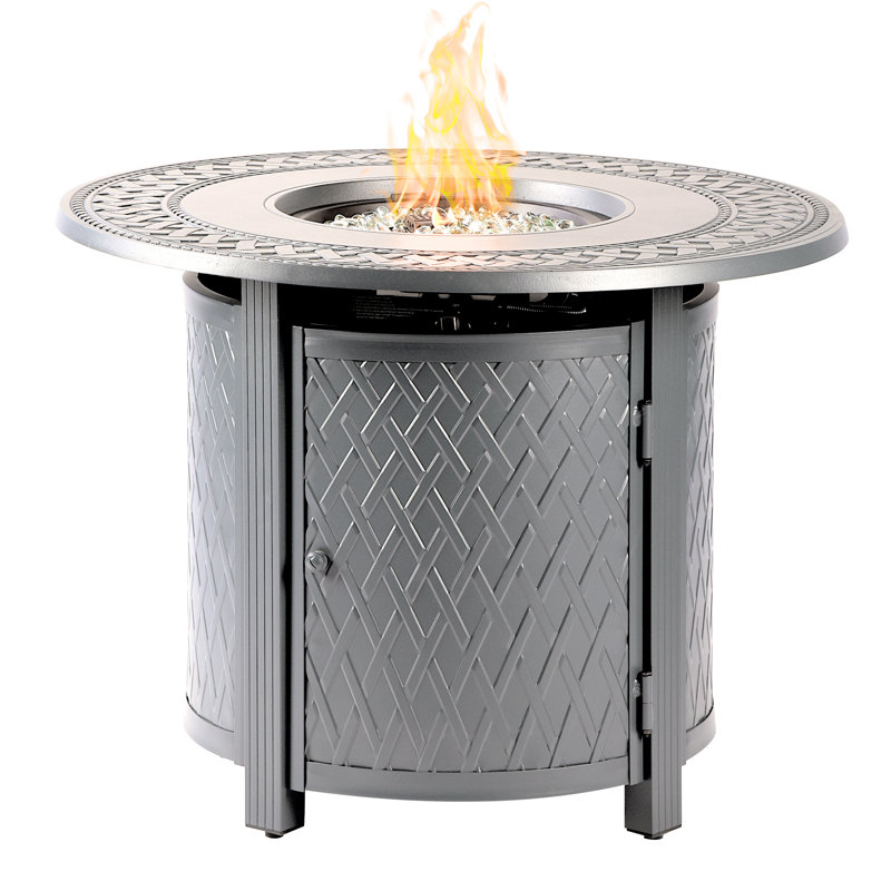 Lark Manor Delrick Round 34 In. X 34 In. Aluminum Propane Fire Pit ...