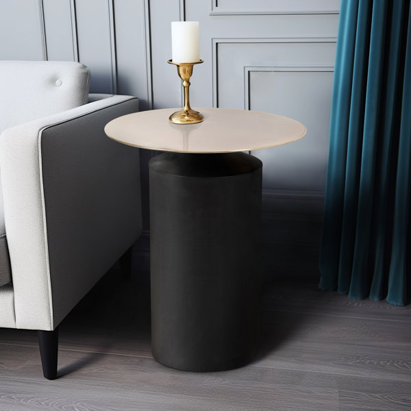 Latitude Run® Metal 19"H Cylinder Accent Table in Black Finish | Wayfair