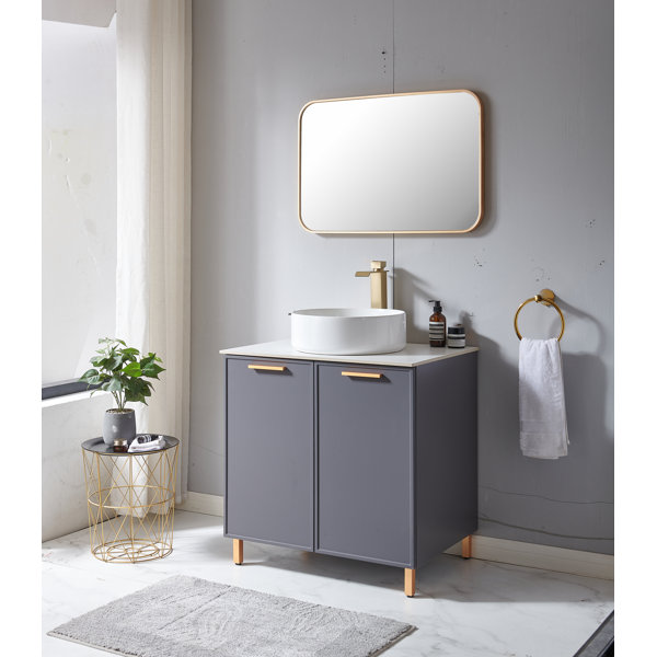 Latitude Run® Gloriane 30'' Dark Gray Modern Vessel Single Bathroom ...