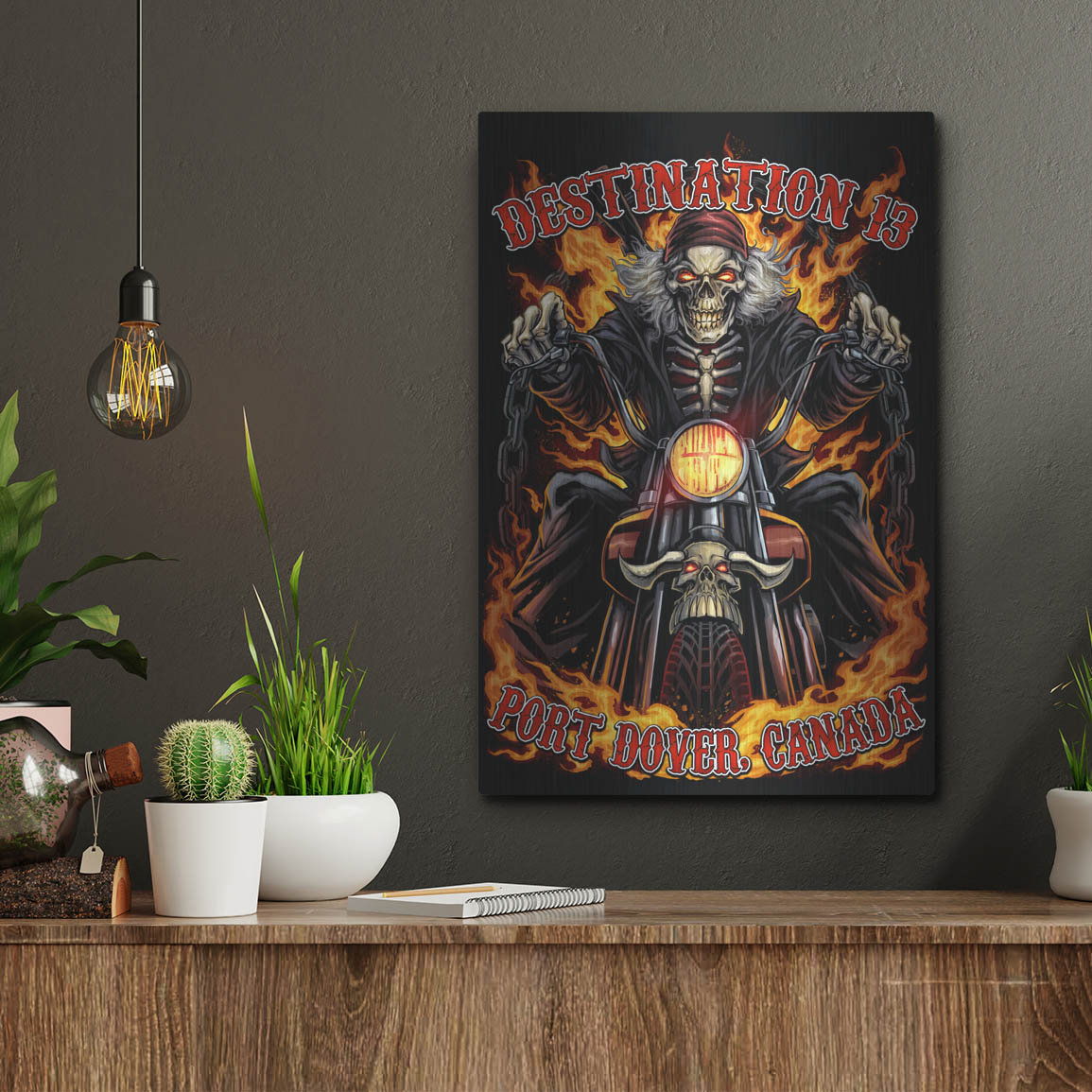 Trinx 'Skeleton Rider With Text' by Flyland Designs, Metal Wall Art ...