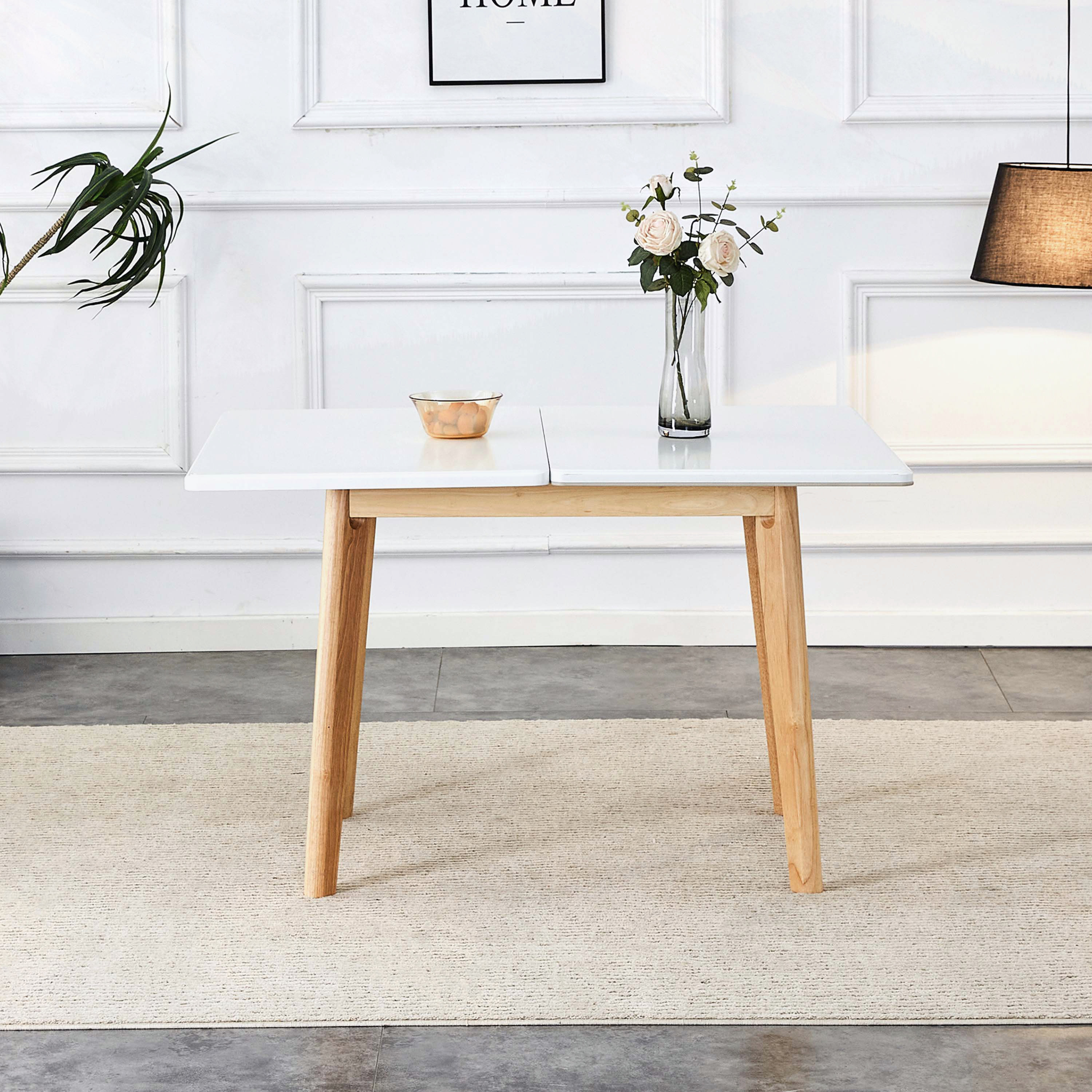 George Oliver White sintered stone tabletop with rubber wooden legs ...