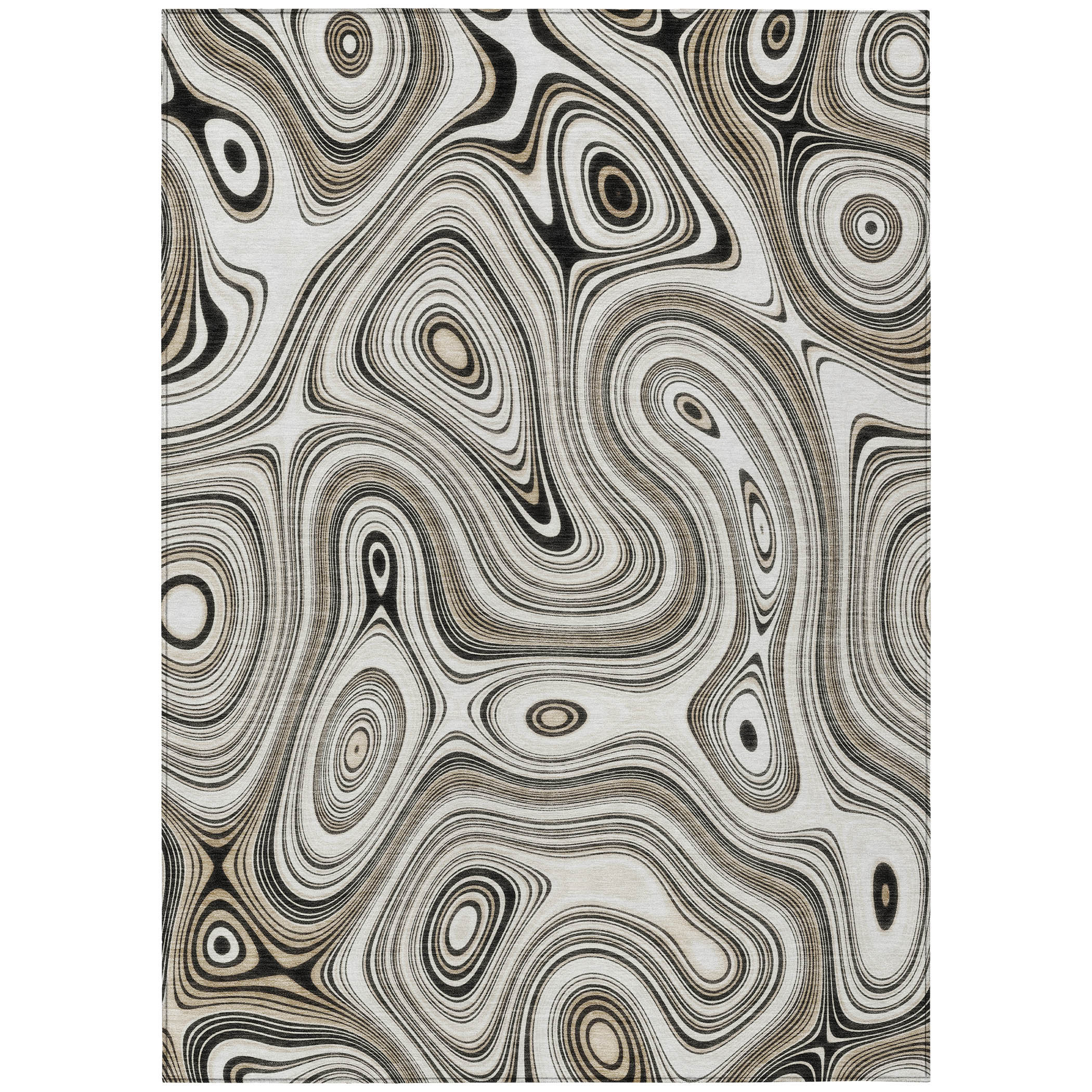 Orren Ellis 10' X 14' Ivory And Charcoal Geometric Washable Indoor ...