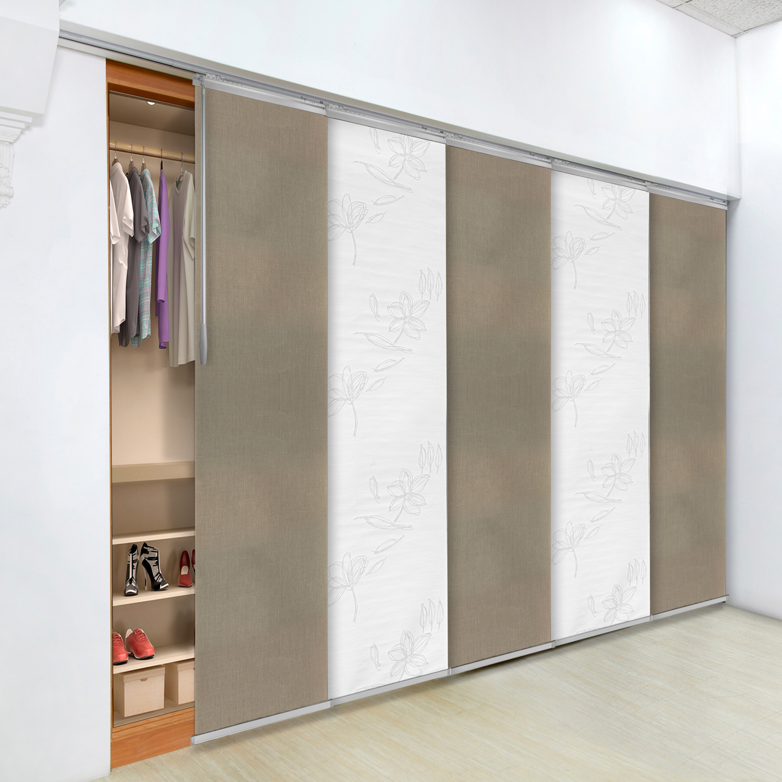 Rod Desyne 5-Panel Single Rail Panel Track Extendable 58"-110"W x 94"H ...