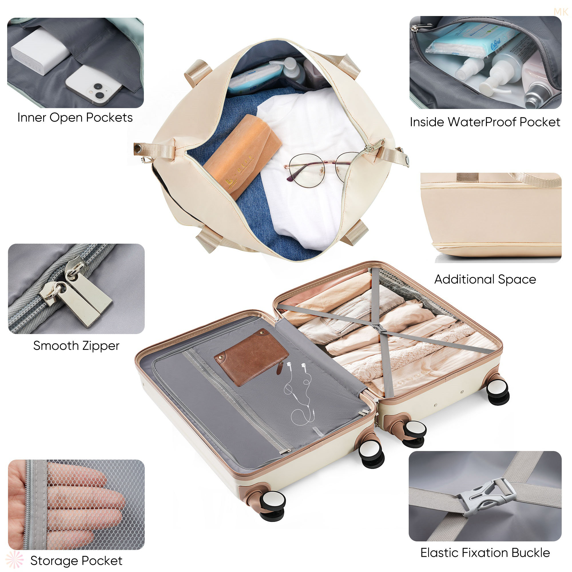 Myhomekeepers Front Opening 20-Inch Carry-On Luggage With Expandable ...