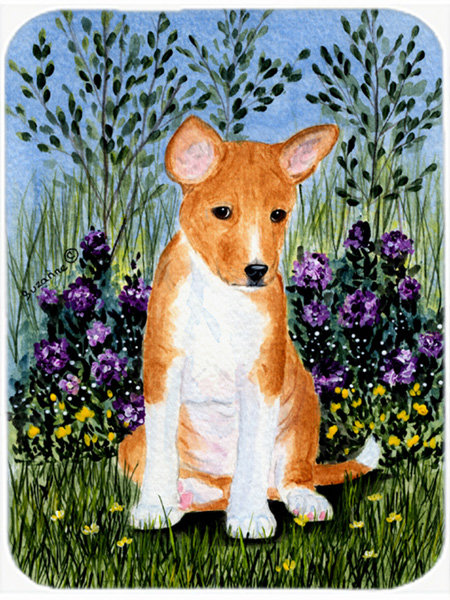 Wildon Home® Burniece Basenji and Flowers Glass Cutting Board | Wayfair