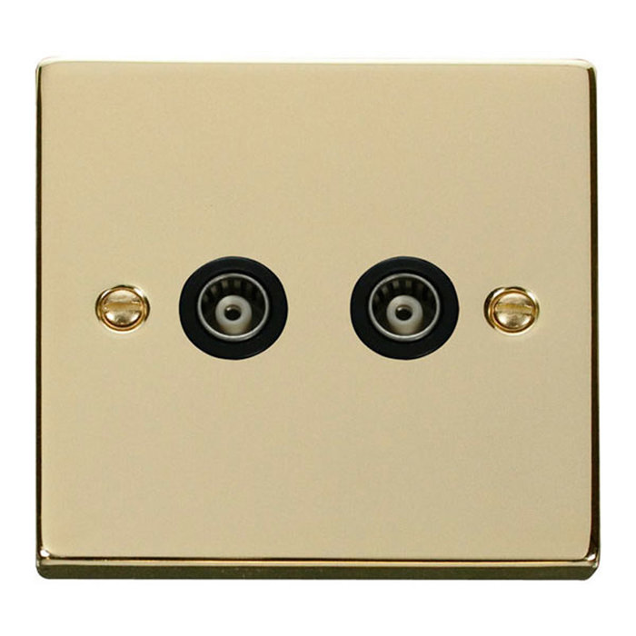 Marlow Home Co. Polished Brass Twin Isolated Coaxial Socket | Wayfair.co.uk