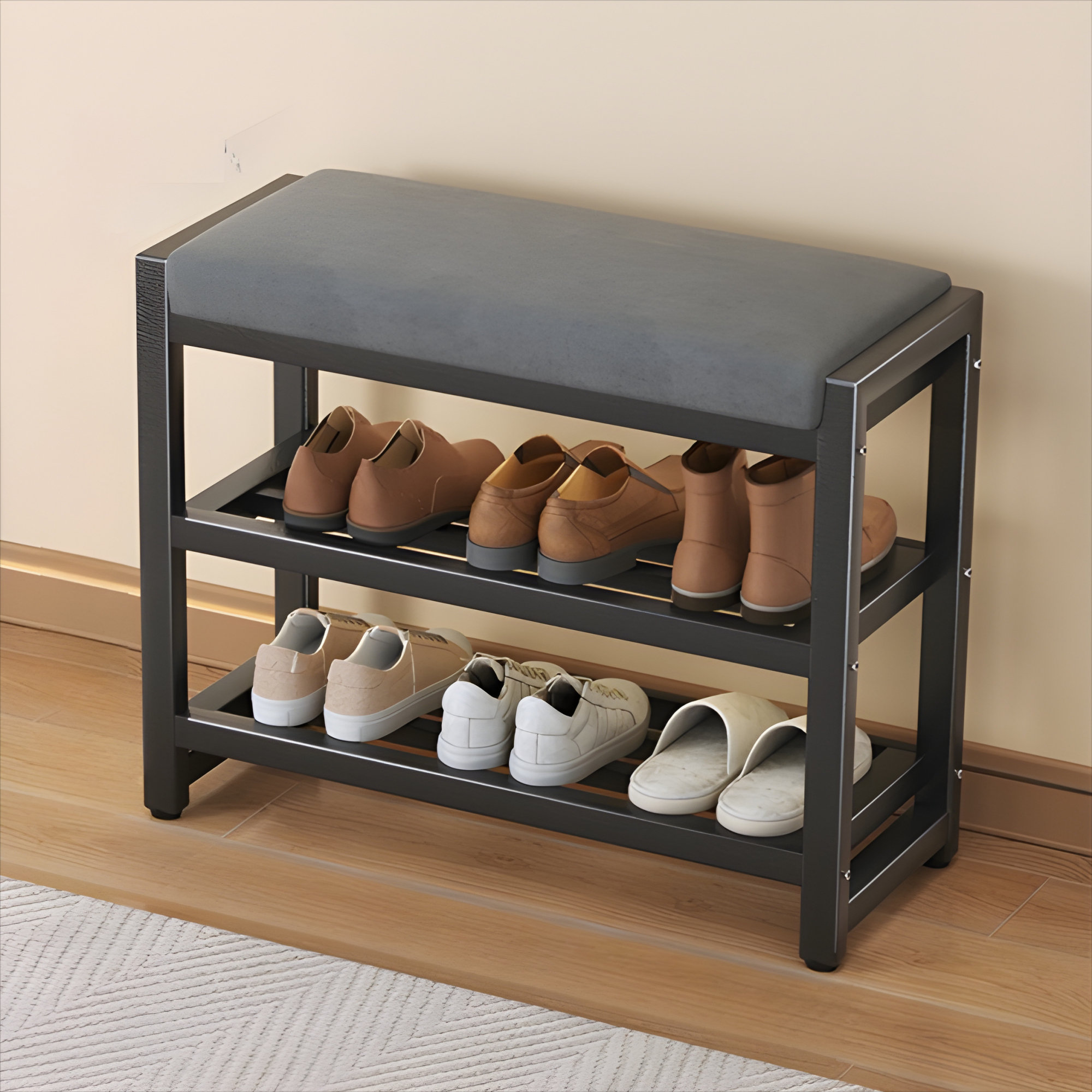 Hokku Designs Multi-Layer Iron Shoe Rack For Home - Space-Saving ...