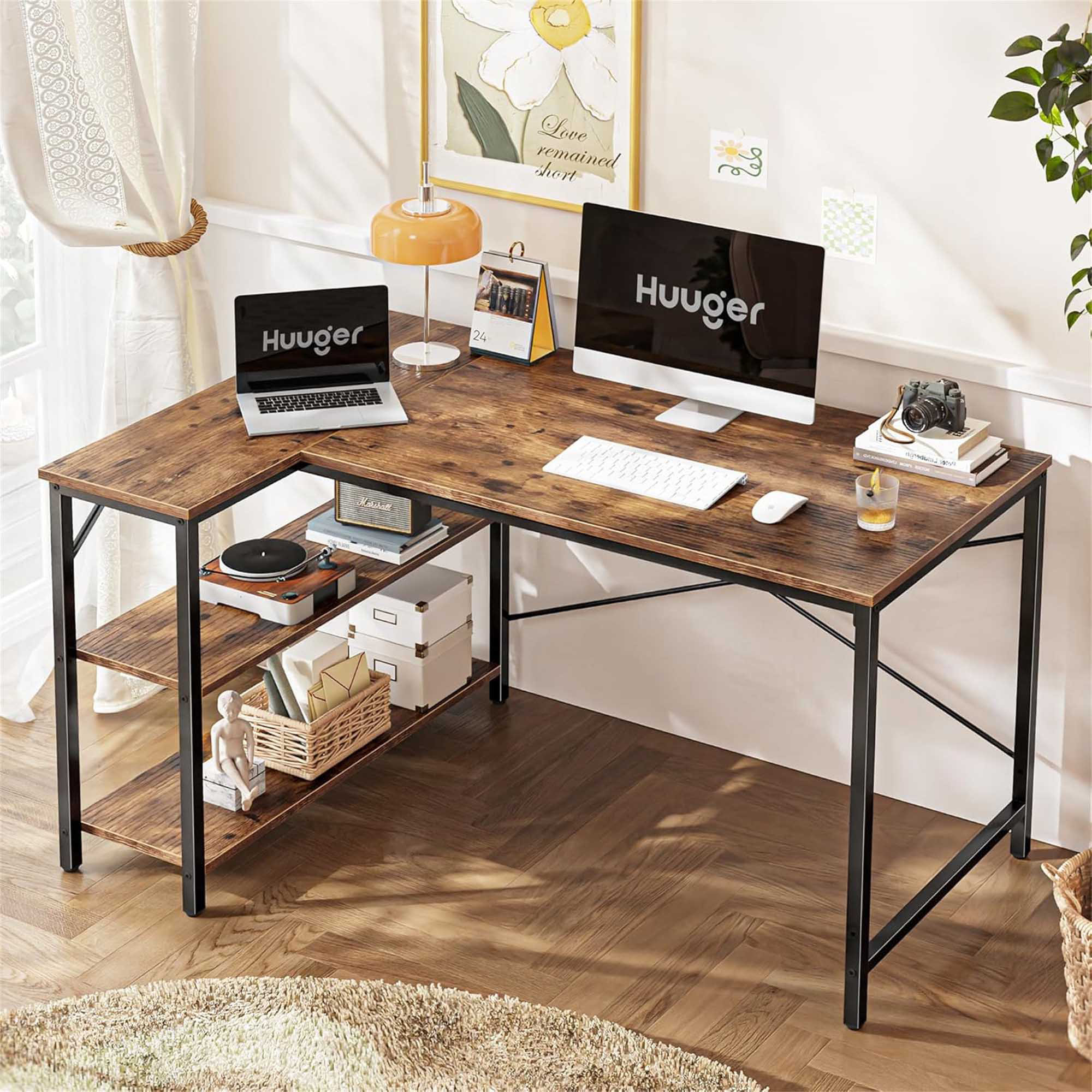 17 Stories Huuger 47 Inches L Shaped Desk, Computer Desk with ...