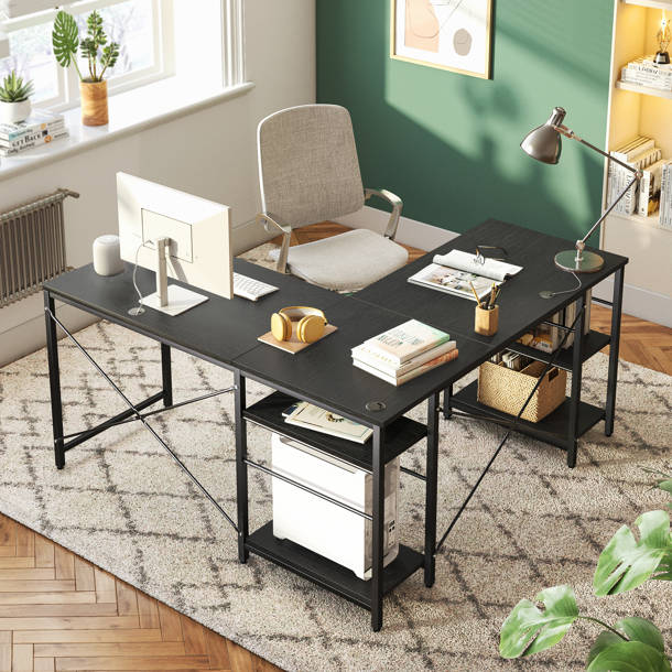 Inbox Zero L-Shaped Metal Base Computer Desk & Reviews | Wayfair