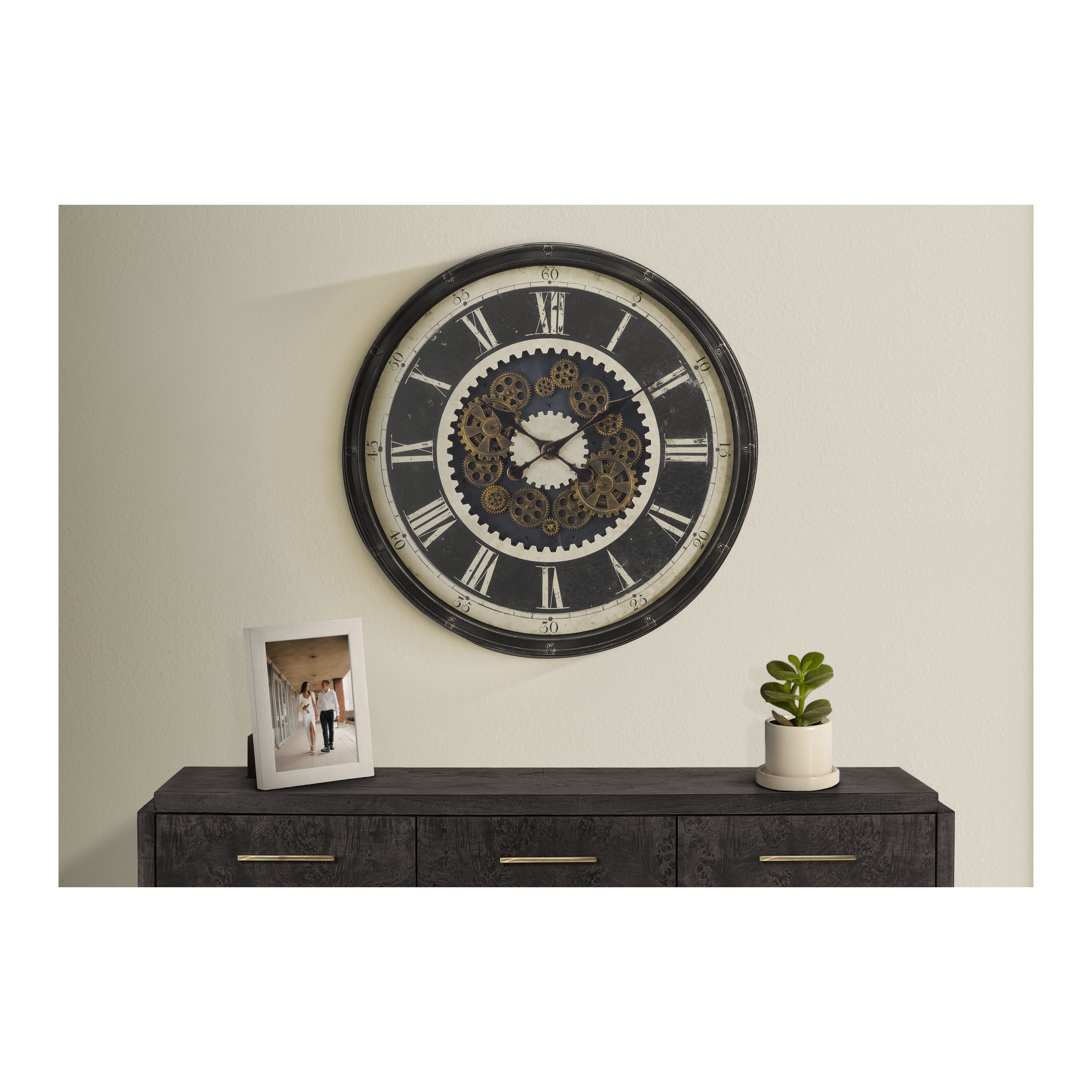 Williston Forge Clocks, 30" Round, Gear Mechanism, Large Oversized ...