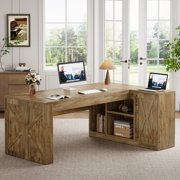 Gracie Oaks 70.8" L-shaped Executive Desk, Large Computer Table With ...