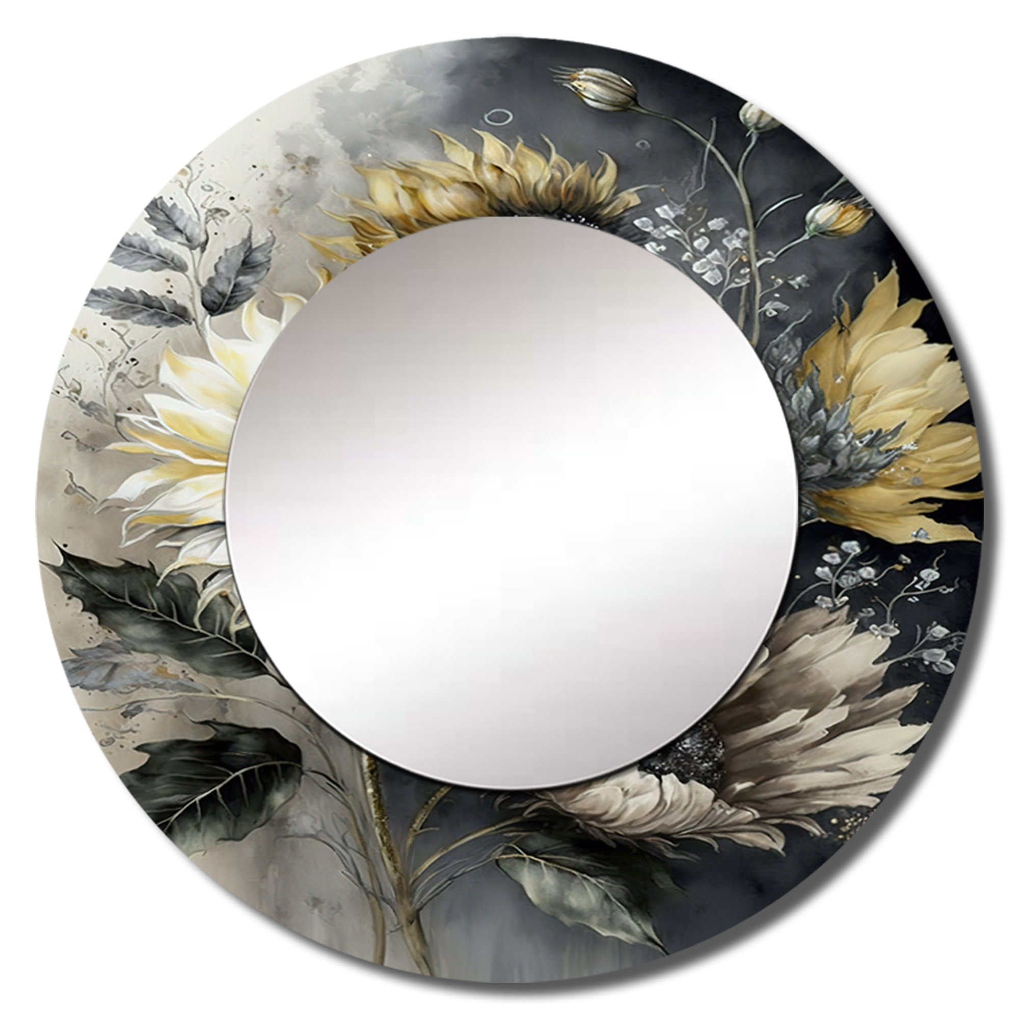 East Urban Home Stoil White Sunflower - Sunflower Mirror, Traditional ...