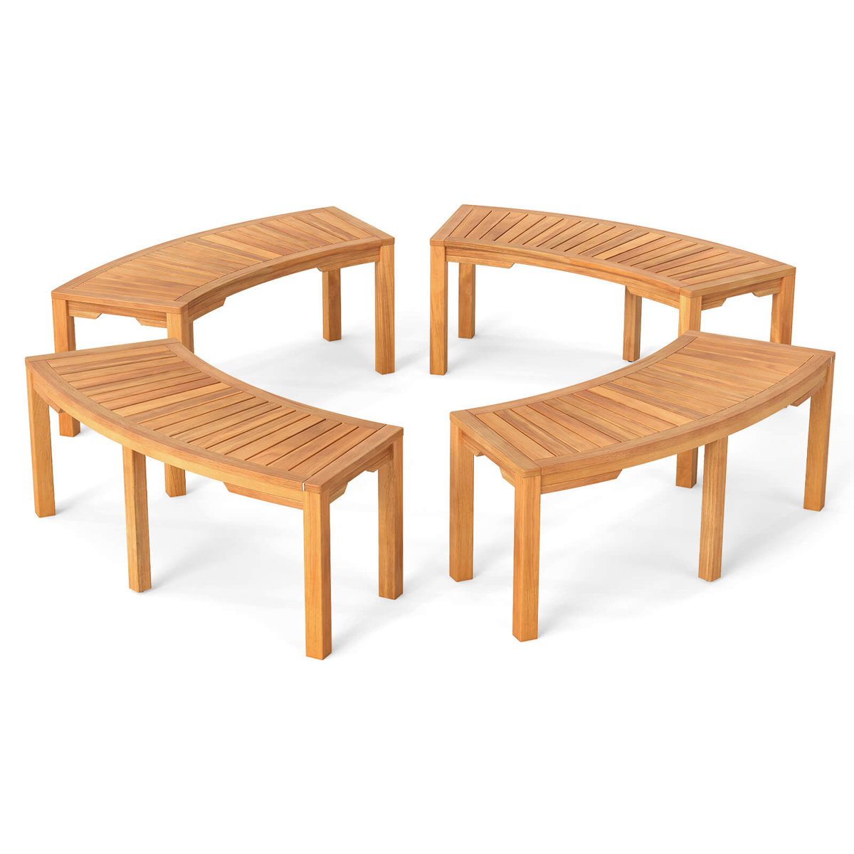 One Allium Way® 4 Pcs Outdoor Curved Bench With Slatted Seat Wrap ...