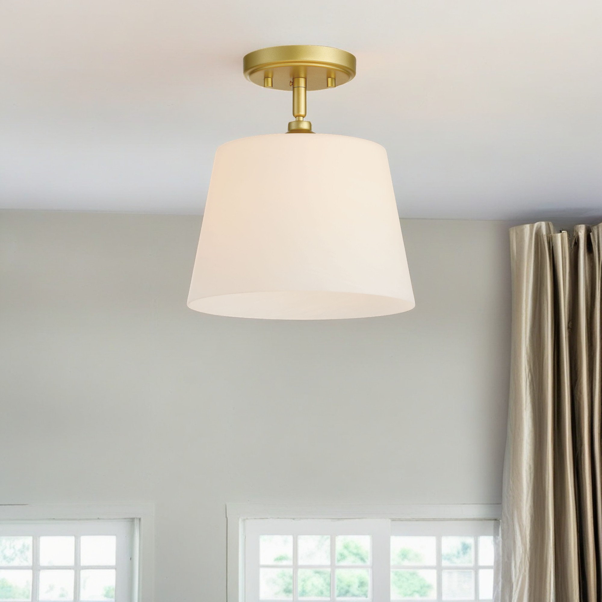 Birch Lane™ Tacolurt Glass Semi Flush Mount Bell Flush Mount Lighting ...